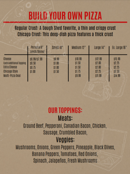 Our Menu - The Dough Shed